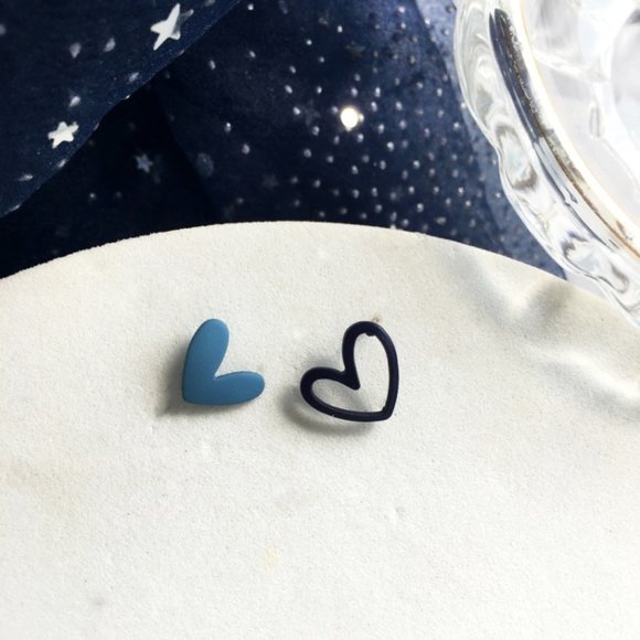 Jewelry | Matte Blue Heart Stud Earrings | Poshmark